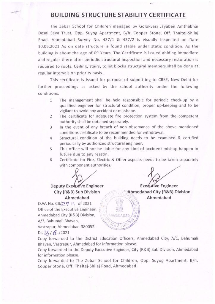 Revised building saftey certificate 2021-22