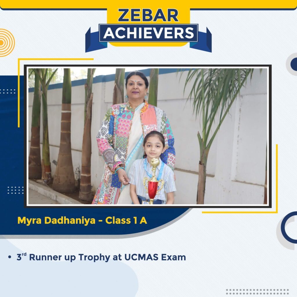 Myra Dadhaniya Wins 3rd Runner-Up Trophy at UCMAS Exam