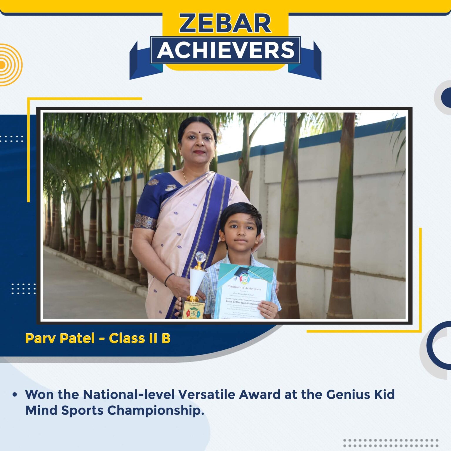 Parv Patel Wins National Versatile Award